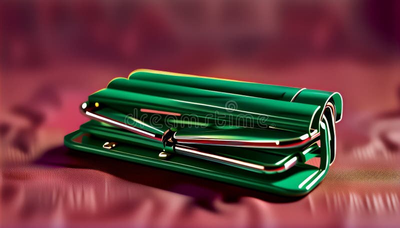 Abstract Green Folded Paperclip on Blurred Background Stock Image ...