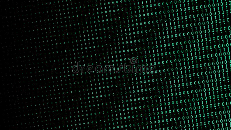 Abstract Green Futuristic Cyberspace With Stream Of Binary Code Matrix Background With Digits