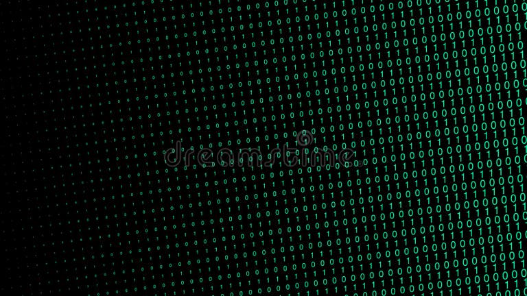 Abstract Green Futuristic Cyberspace With Stream Of Binary Code Matrix Background With Digits