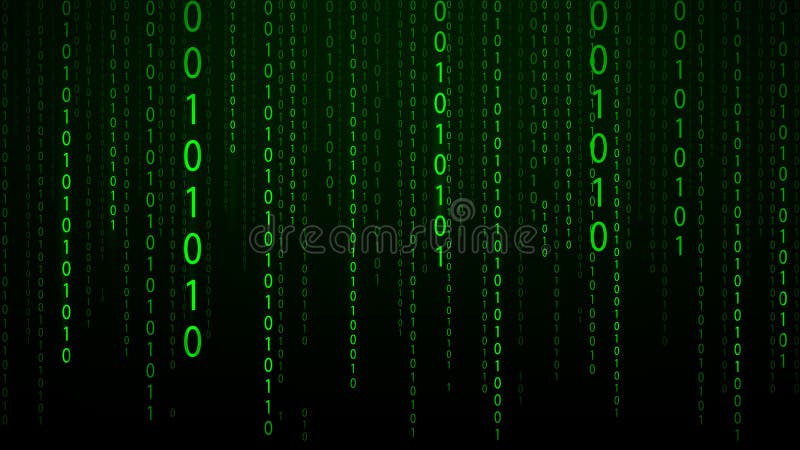 Abstract Green Futuristic Cyberspace With Stream Of Binary Code Matrix Background With Digits