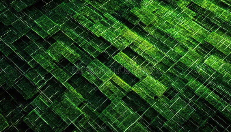Abstract Green Geometric Pattern with Varying Shapes and Textures in a ...