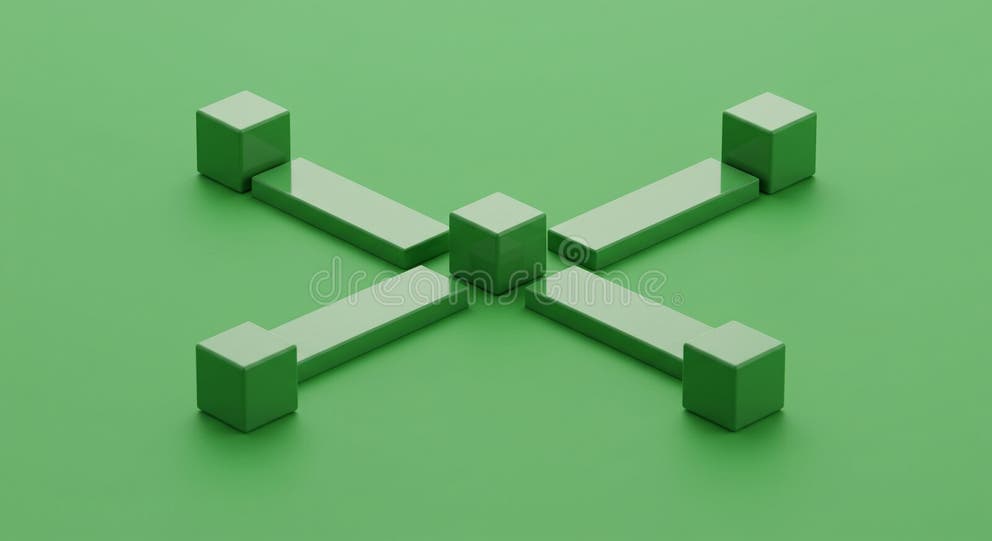 Abstract Green Geometric Shapes Arranged in a Cross Pattern Stock Image ...