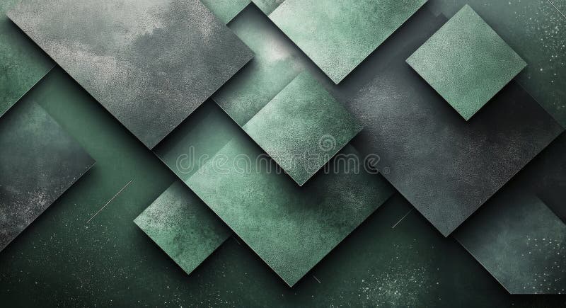 Abstract Green Geometric Shapes Arranged on a Textured Background with ...