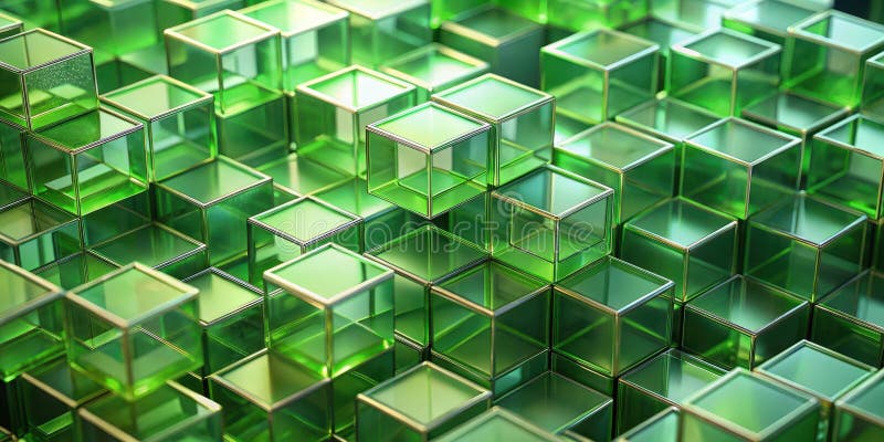 Abstract Green Glass Cubes Stacked in a Complex Pattern. Generative AI ...