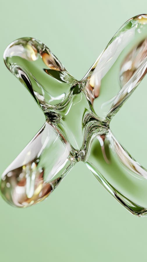 Abstract Green Glass Structure with Cross Shape on Light Background ...