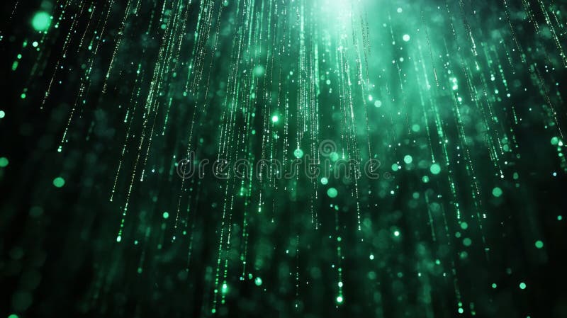 Abstract Green Glitter Rain with Bokeh Stock Illustration ...