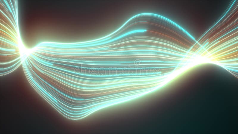 Abstract Green Glowing Flying Waves from Lines Energy Magical Stock ...