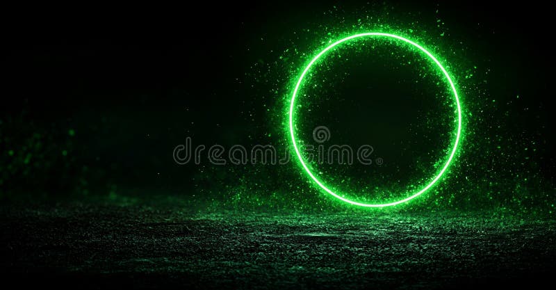 Abstract Green Glowing Light Background with Circular Shape, Creating ...