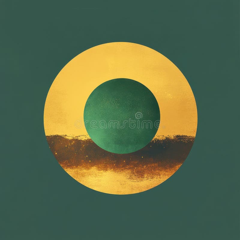 Abstract Green and Gold Circular Art Design Stock Illustration ...