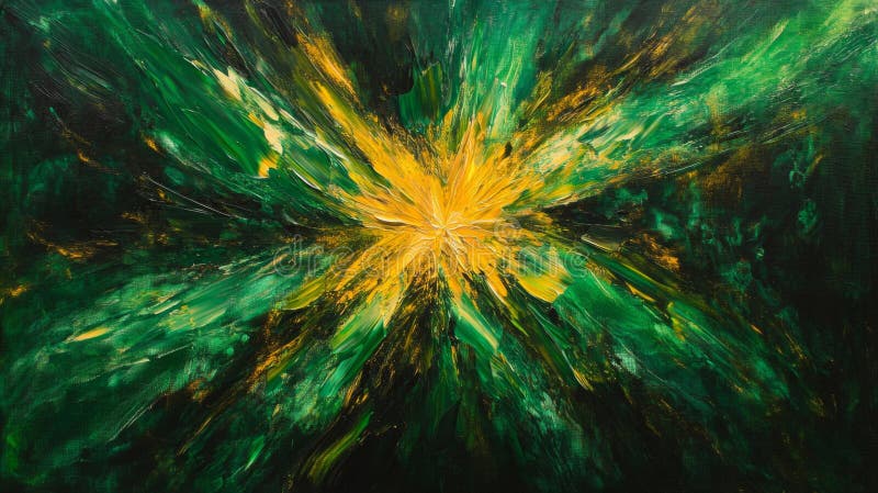 Abstract Green and Gold Explosion Painting Stock Illustration ...
