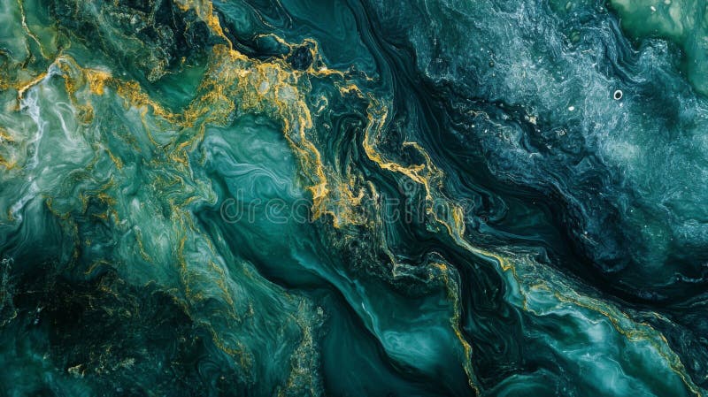 Abstract Green and Gold Fluid Art Background Stock Illustration ...