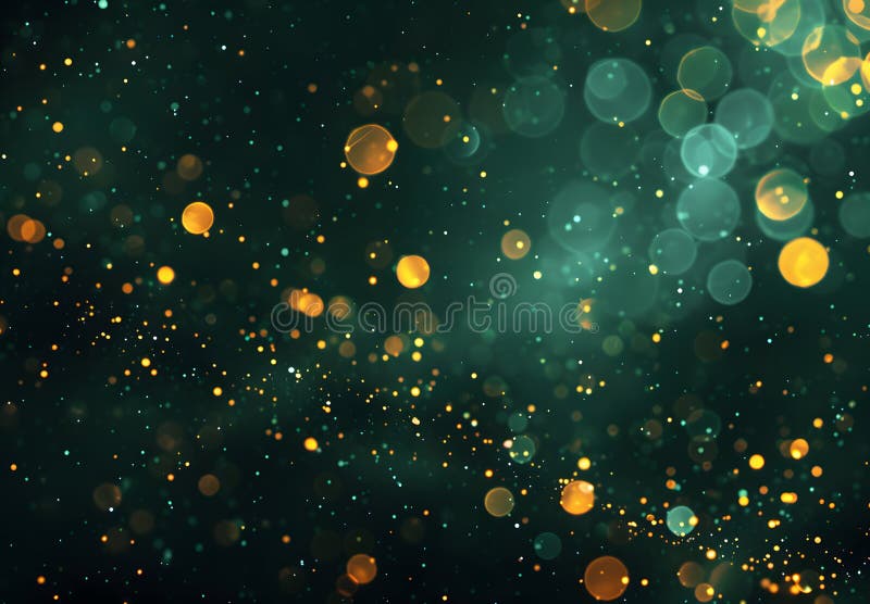 Abstract Green and Gold Glitter Bokeh Background Stock Illustration ...