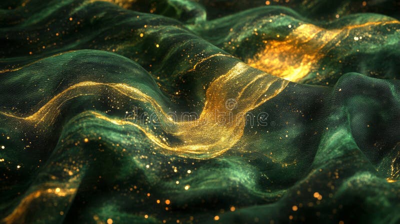 Abstract Green and Gold Glitter Wave Texture Stock Illustration ...