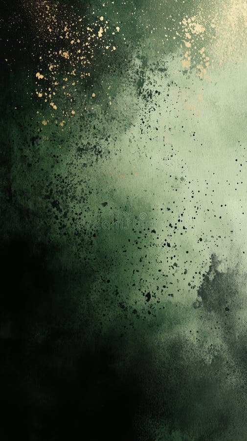 Abstract Green and Gold Splatter Texture with Dark Gradient and Light ...