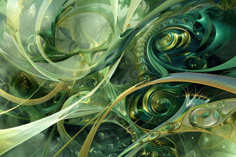 Abstract Green Gold Swirls, Exploring the Organic Geometry of ...