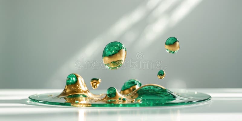 Abstract Green and Gold Water Droplets on Glass Stock Image - Image of ...