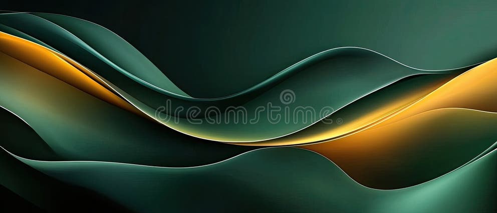 Green and Gold Wave Pattern Stock Illustration - Illustration of ...