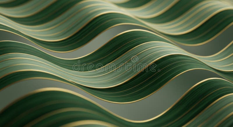Abstract Green and Gold Waves Background Stock Illustration ...