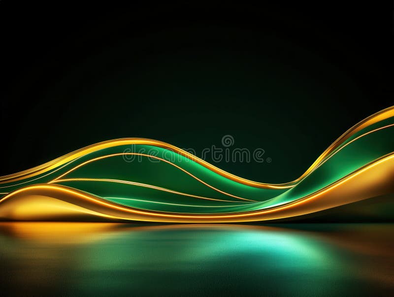 Abstract Green and Gold Waves. Stock Illustration - Illustration of ...