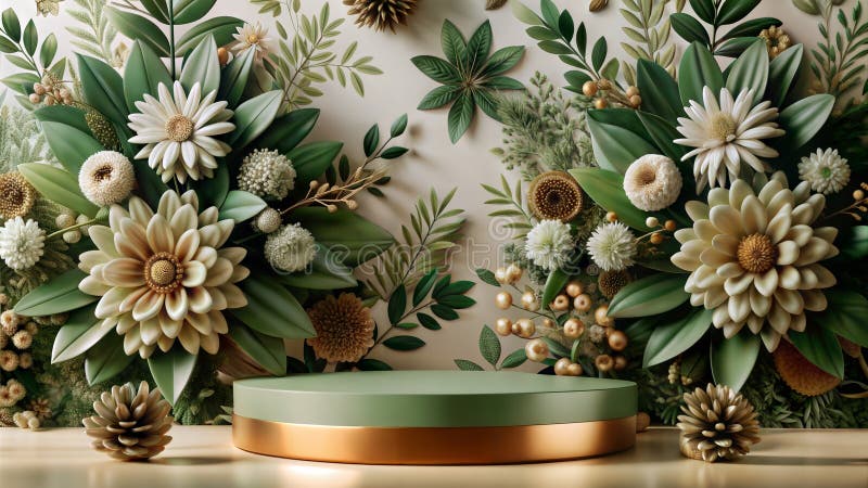 Abstract Green Gradient with Floral Overlay, Digital Design Stock Image ...