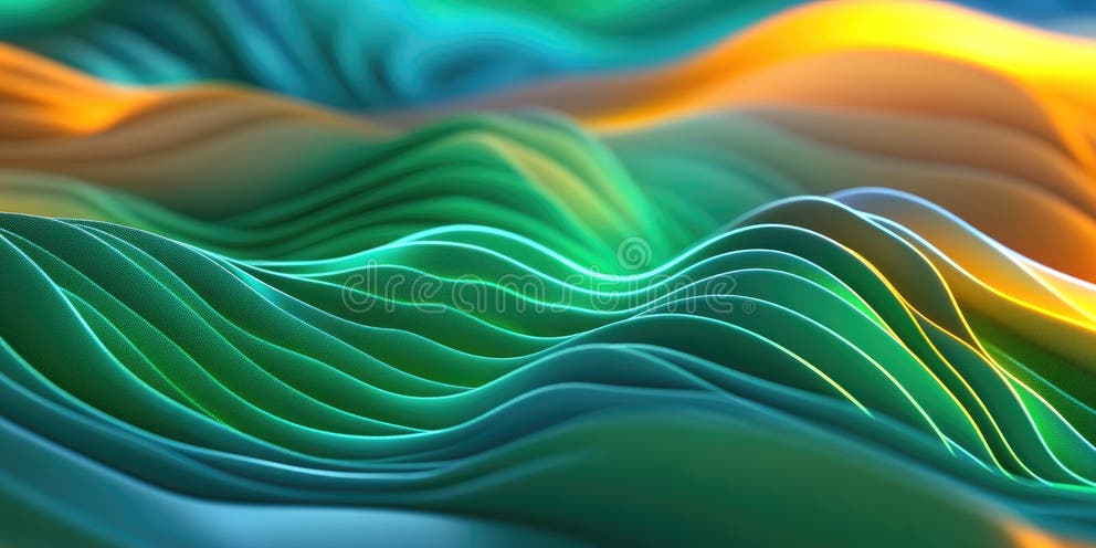 Abstract Green Gradient Layers: Flowing Lines and Light Particles ...