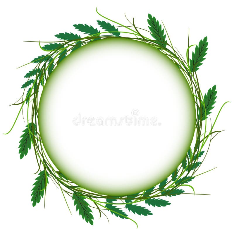 Abstract Green Grass Circle Frame Vector Whit Stock Vector ...