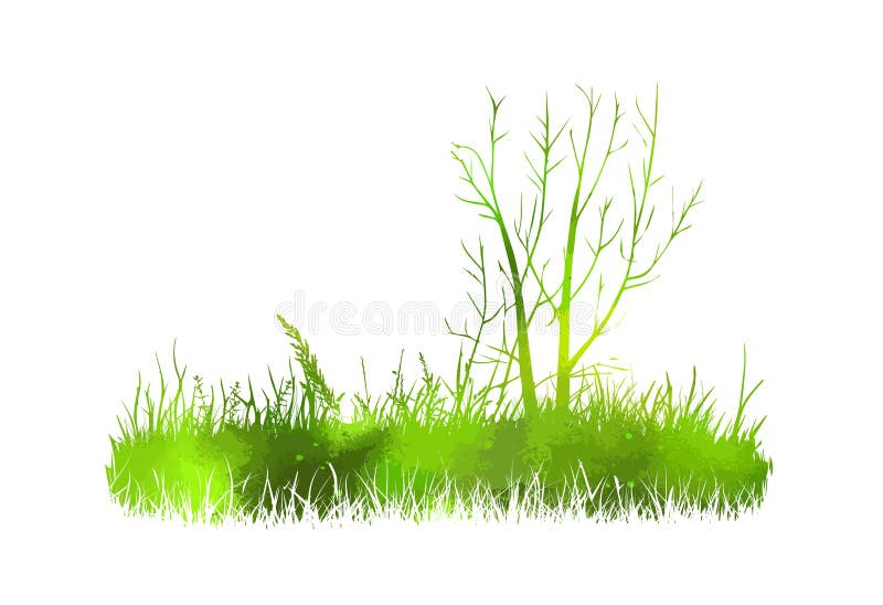 Abstract Green Grass and Tree. Hand Drawing Stock Vector - Illustration ...