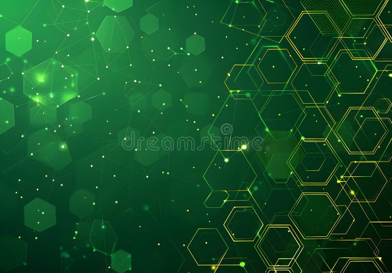 Abstract Green Hexagon Network Background Stock Illustration ...