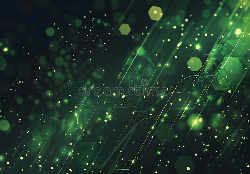 Abstract Green Hexagon Pattern Technology Background Stock Illustration ...