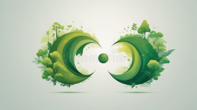 Abstract Green Infinity Symbol with Trees Stock Illustration ...