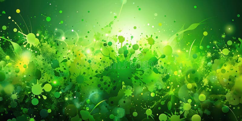 Abstract Green Ink Splatter Background with Bright Glowing Lights ...