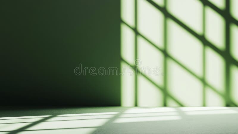 Abstract Green Interior with Geometric Light Patterns on Walls and ...