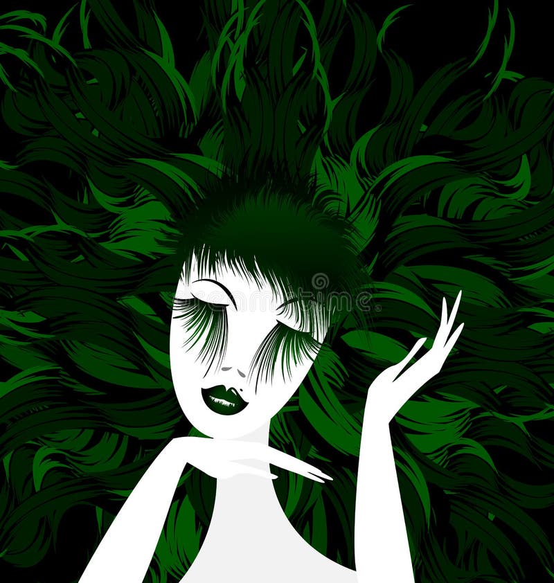 Abstract green lady stock vector. Illustration of coiffure - 86506762