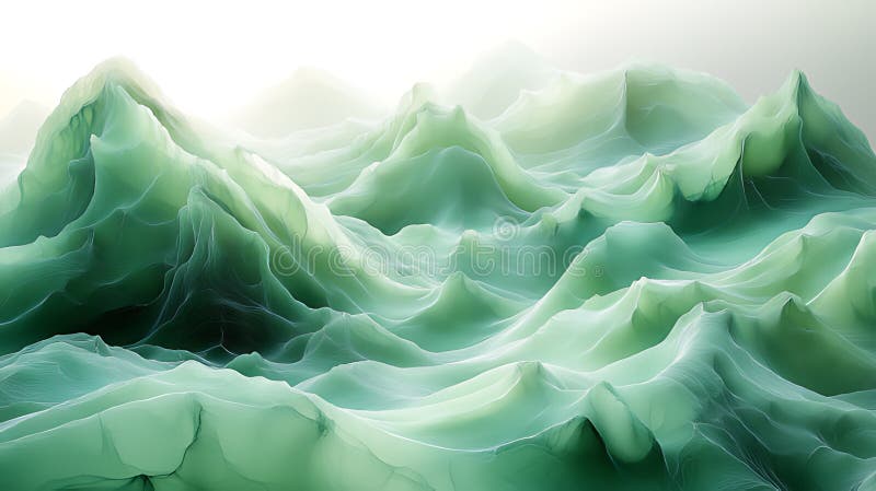 Abstract Green Landscape, Digital Art, Light Background, Website Banner ...