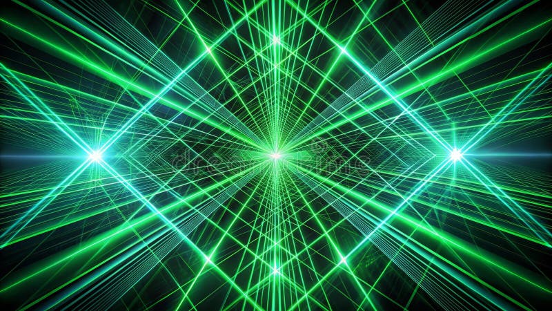 Abstract Green Laser Grid Tunnel Futuristic Technology Background ...
