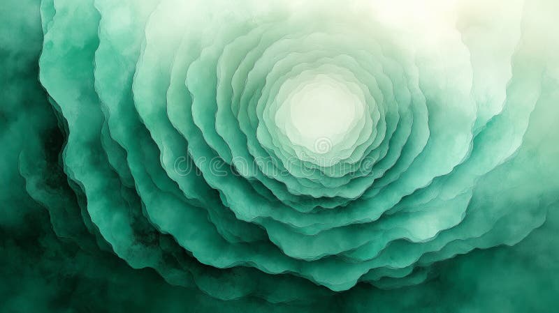 Abstract Green Layered Texture with Depth and Flowing Organic Forms ...
