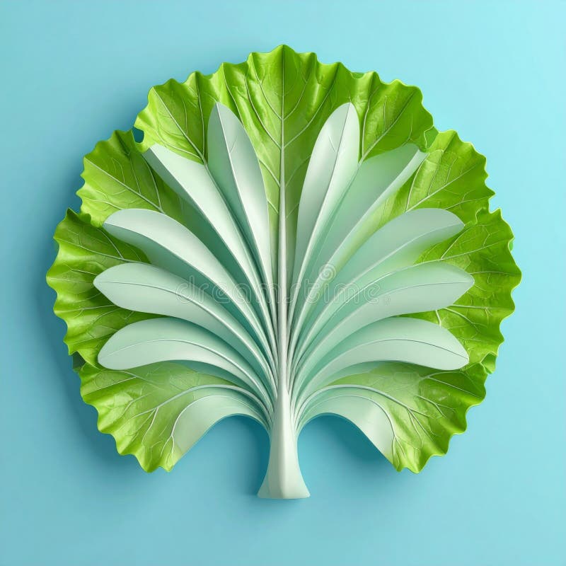 Abstract Green Leaf Design on Blue Background Stock Illustration - Illustration of still ...