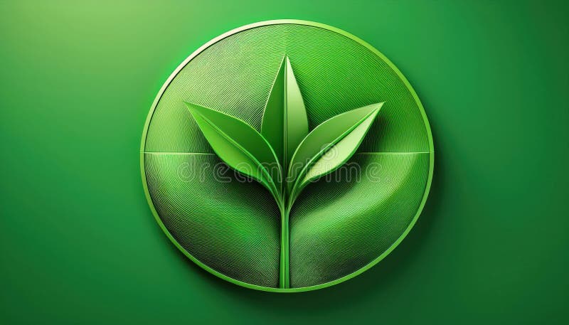 Abstract Green Leaf Emblem on Circular Background Stock Illustration ...