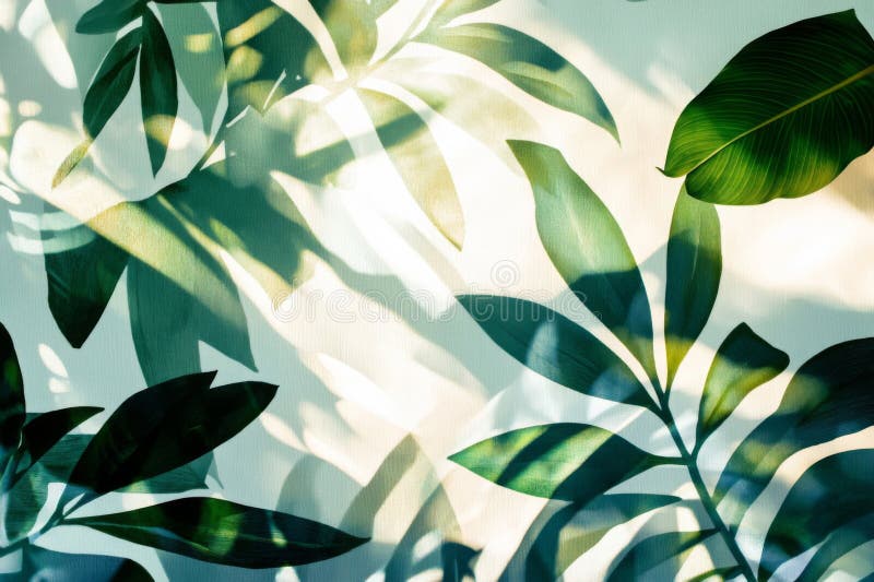 Abstract Green Leaf Shadows on a Light Background Stock Illustration ...