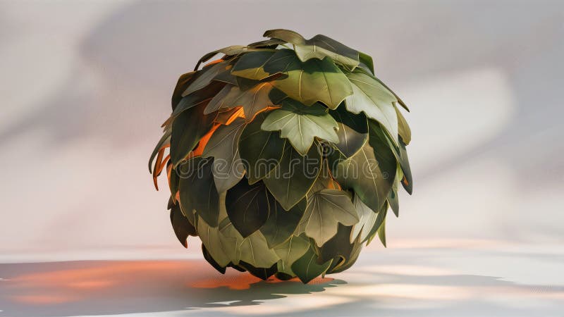 Abstract Green Leaf Sphere, Nature Inspired 3D High Quality Image Stock Illustration ...