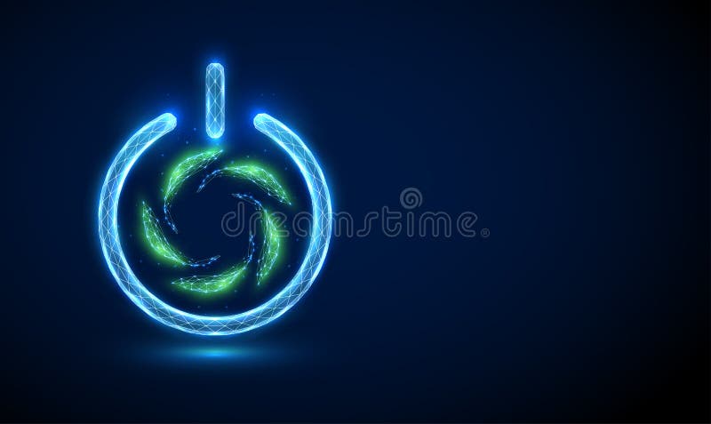 Abstract Green Leafs in Circle in Power Button Stock Vector ...