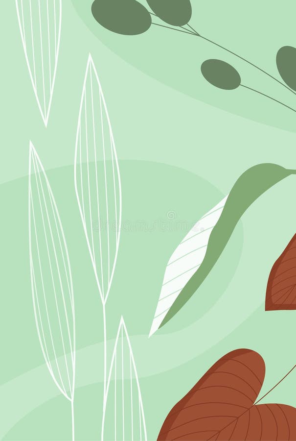 Abstract Green Leafy Pattern with Plants, Leaves of Different Textures ...