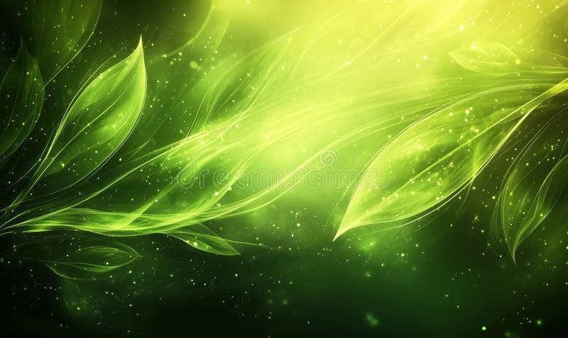 Abstract Green Leaves Background with Glowing Effects and Soft Light ...