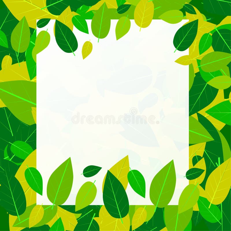 Abstract Green Leaves Picture Frame Stock Vector - Illustration of ...