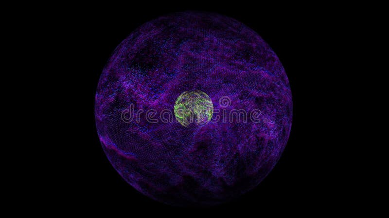 Abstract Green Lemon Core, Visualization Wave Technology Digital Violet ...