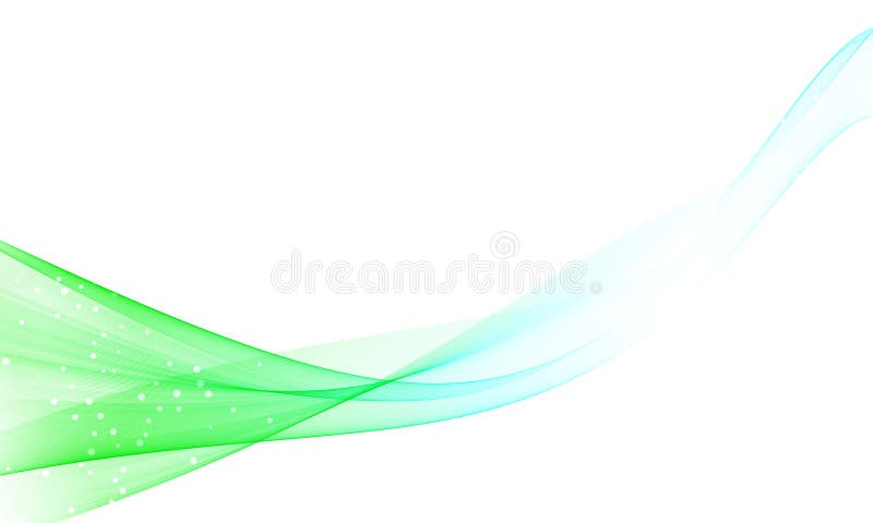 Abstract Green and Light Blue Waves Elegantly Sweep Across a White ...