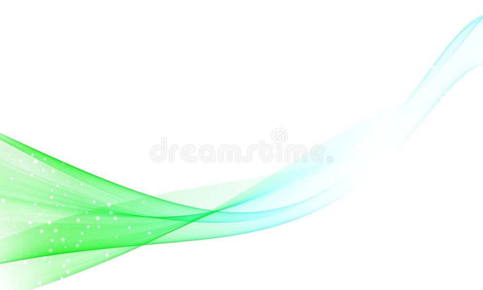 Abstract Green and Light Blue Waves Elegantly Sweep Across a White ...