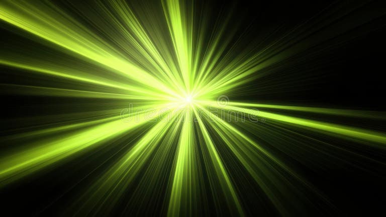 Abstract Green Light Rays Explosion on Black Background Stock Image ...