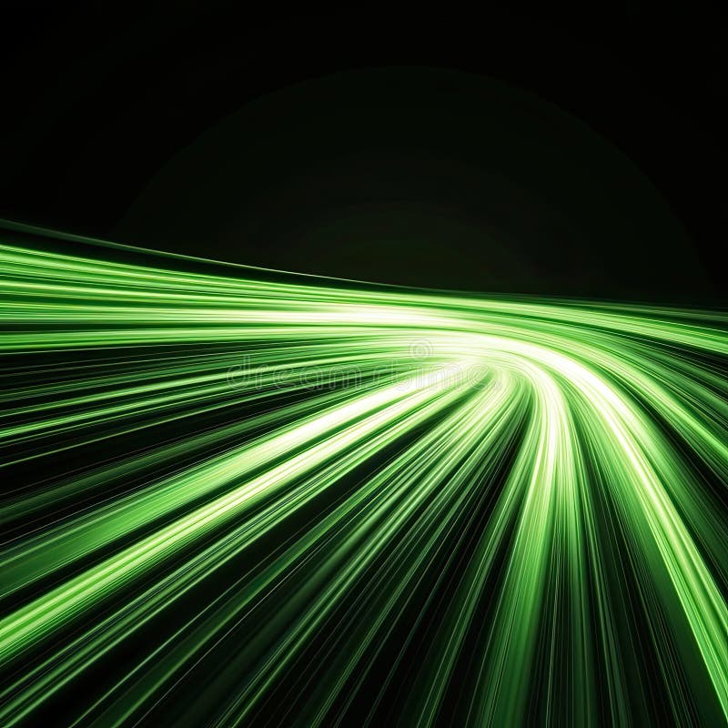 Abstract Green Light Trails, Speed, Motion Blur Stock Illustration ...