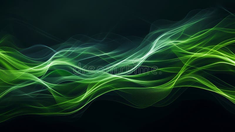 Abstract Green Light Waves on Dark Background Stock Photo - Image of ...